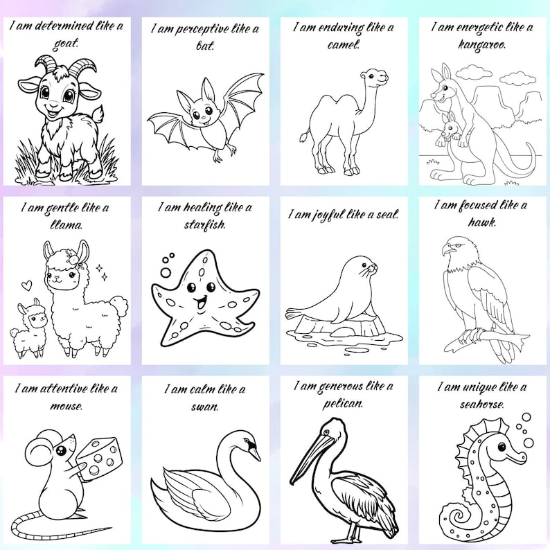 50 Animal Affirmation Coloring Pages for Kids – Printable PDF ...
