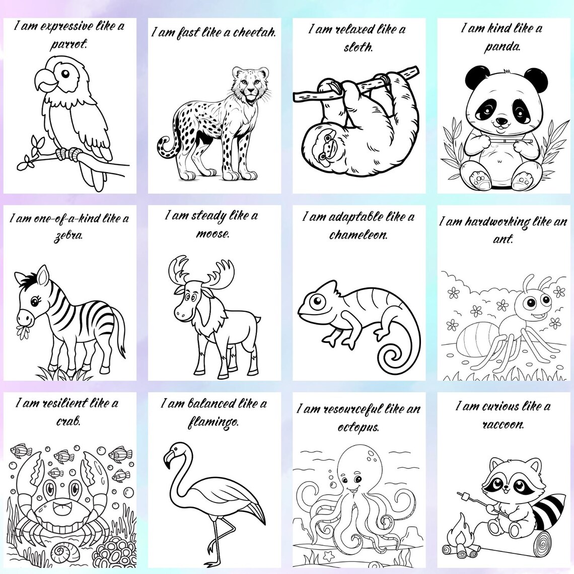 50 Animal Affirmation Coloring Pages for Kids – Printable PDF ...