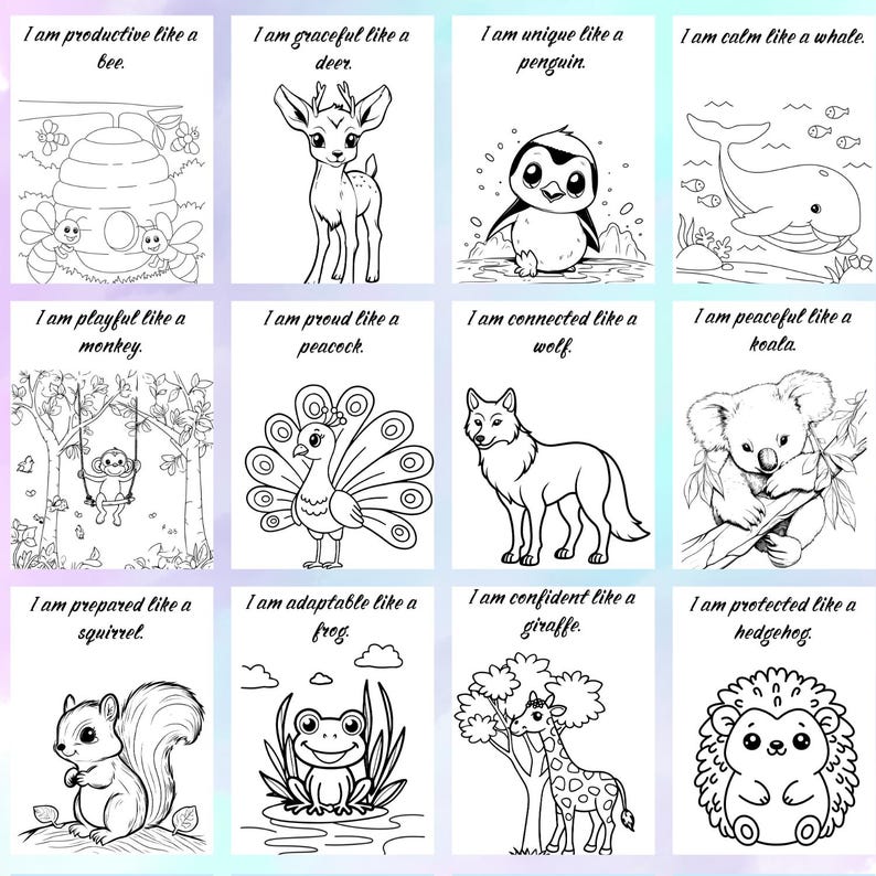 50 Animal Affirmation Coloring Pages for Kids – Printable PDF ...