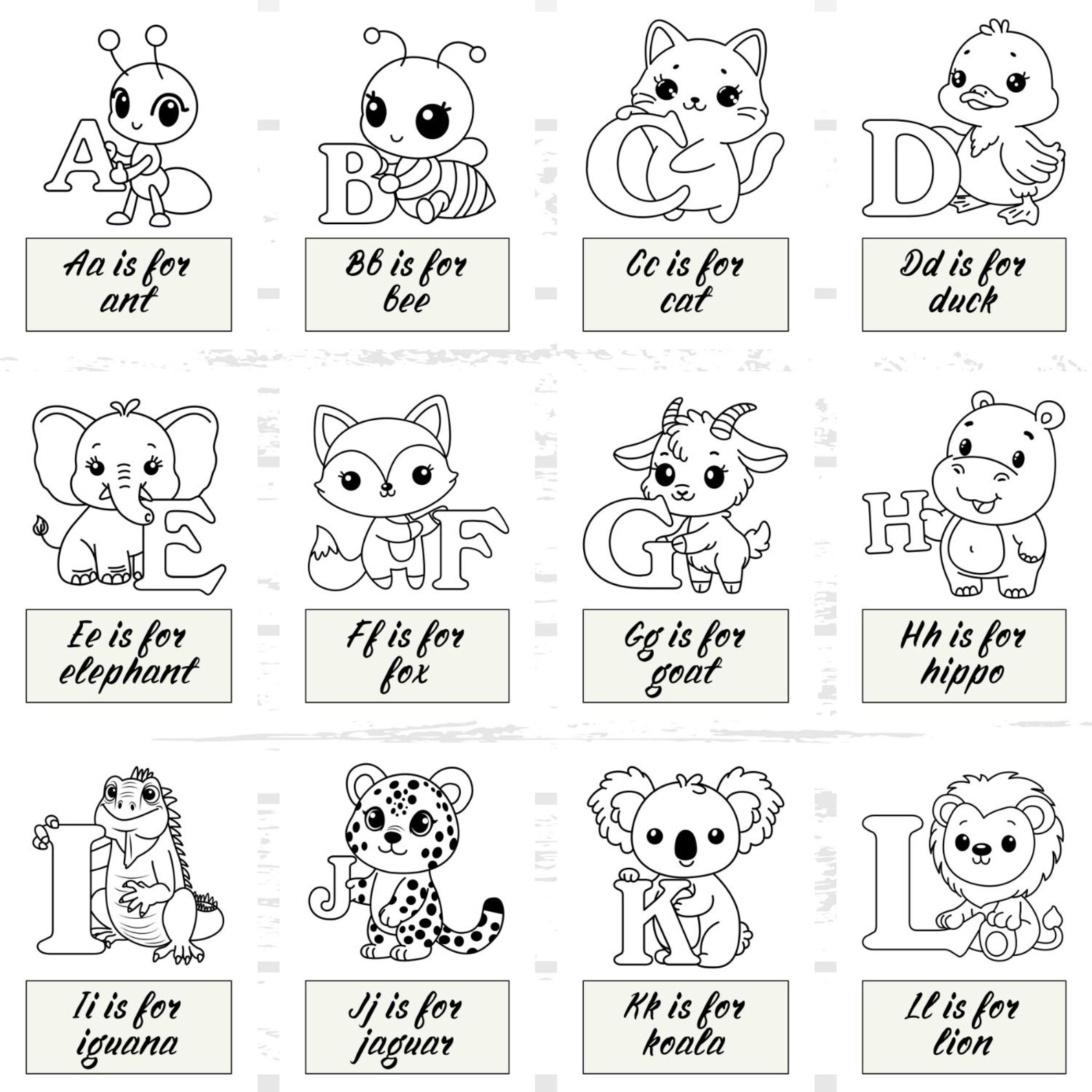 Alphabet Coloring Book for Kids – ABC Animals Printable Pages – Digital ...