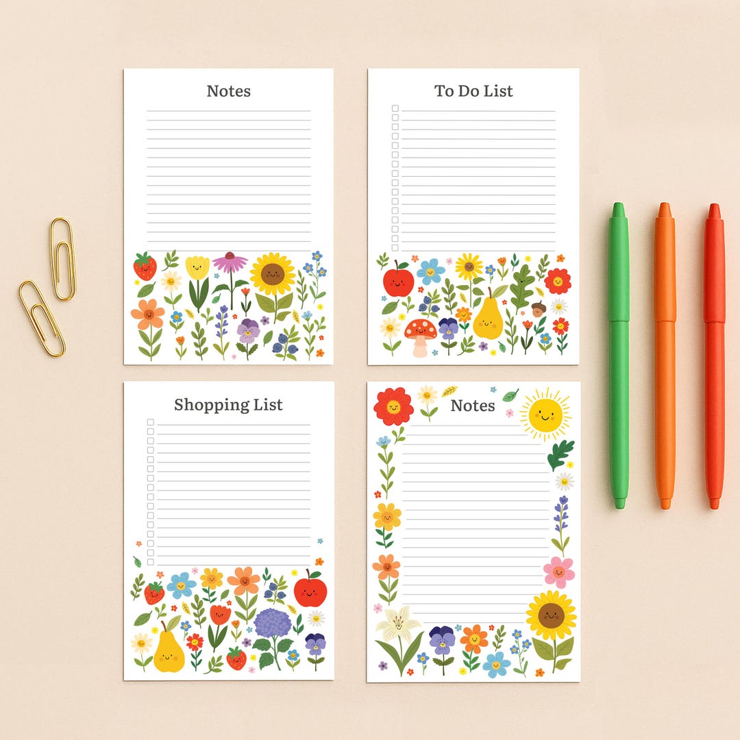 Floral Printable Notes – to Do List, Shopping List (digital Download ...