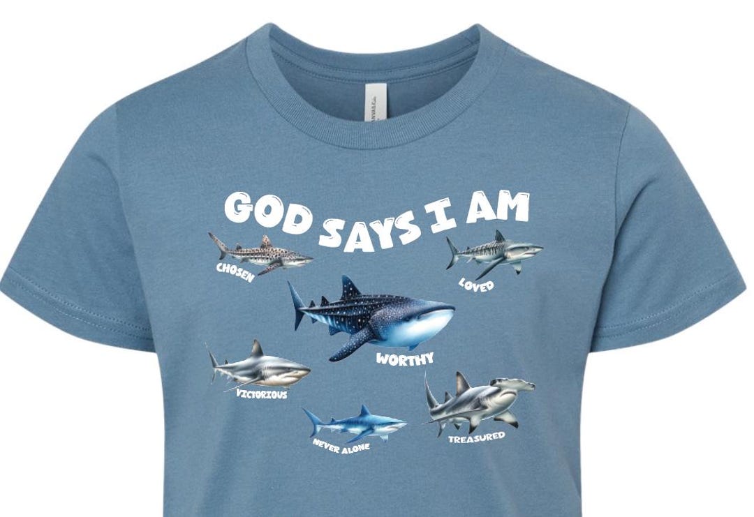 Christian Shark T-shirt for Kids: God Says I Am - Etsy