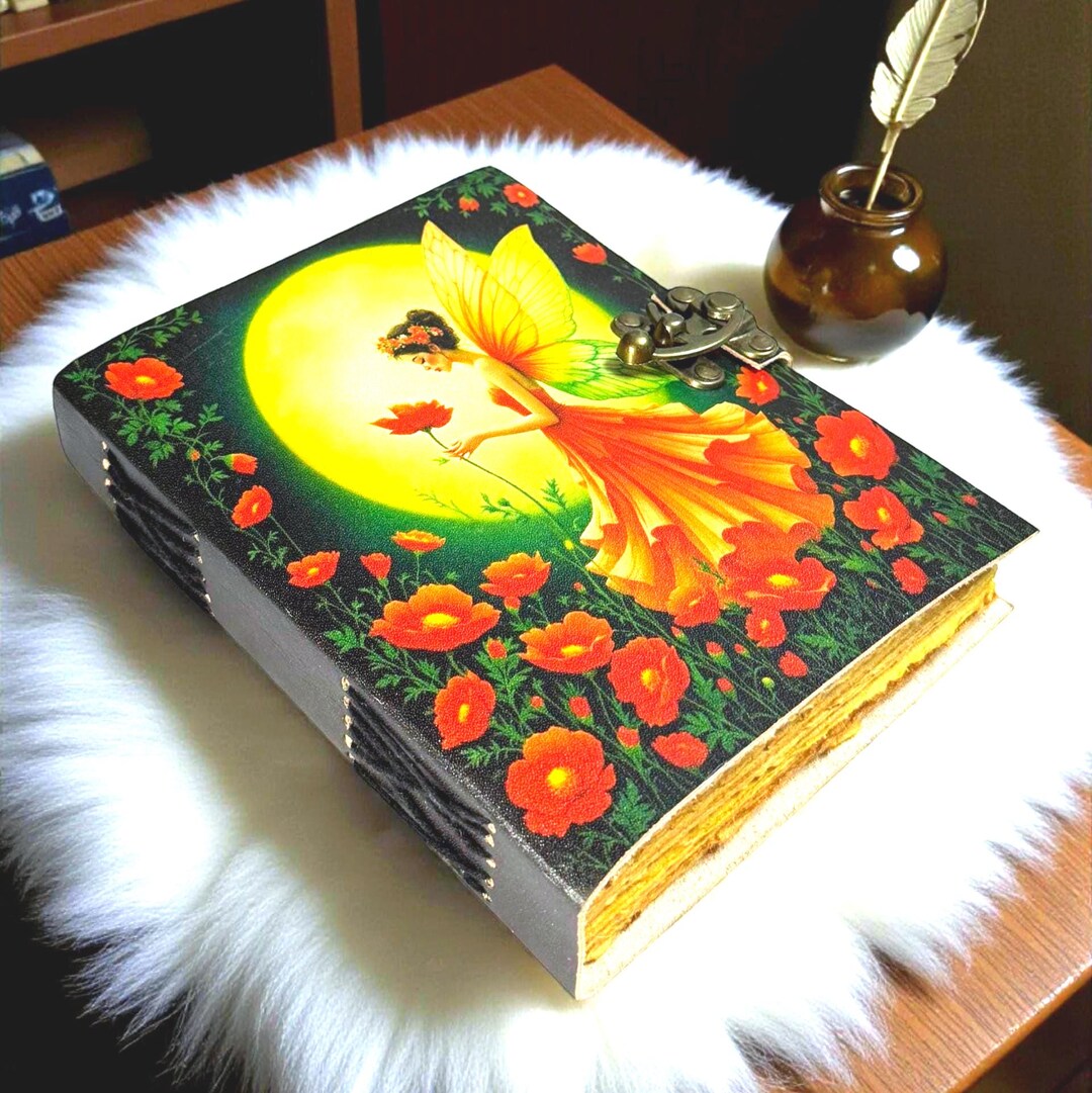 Handmade Leather Fairy Journal – Embossed Book of Shadows, Grimoire - Etsy