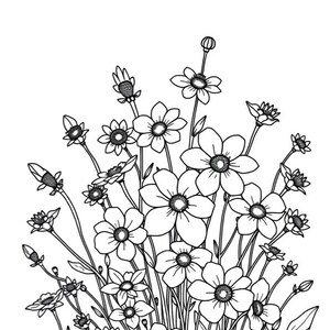 Flower Colouring Pages Black and White - Etsy