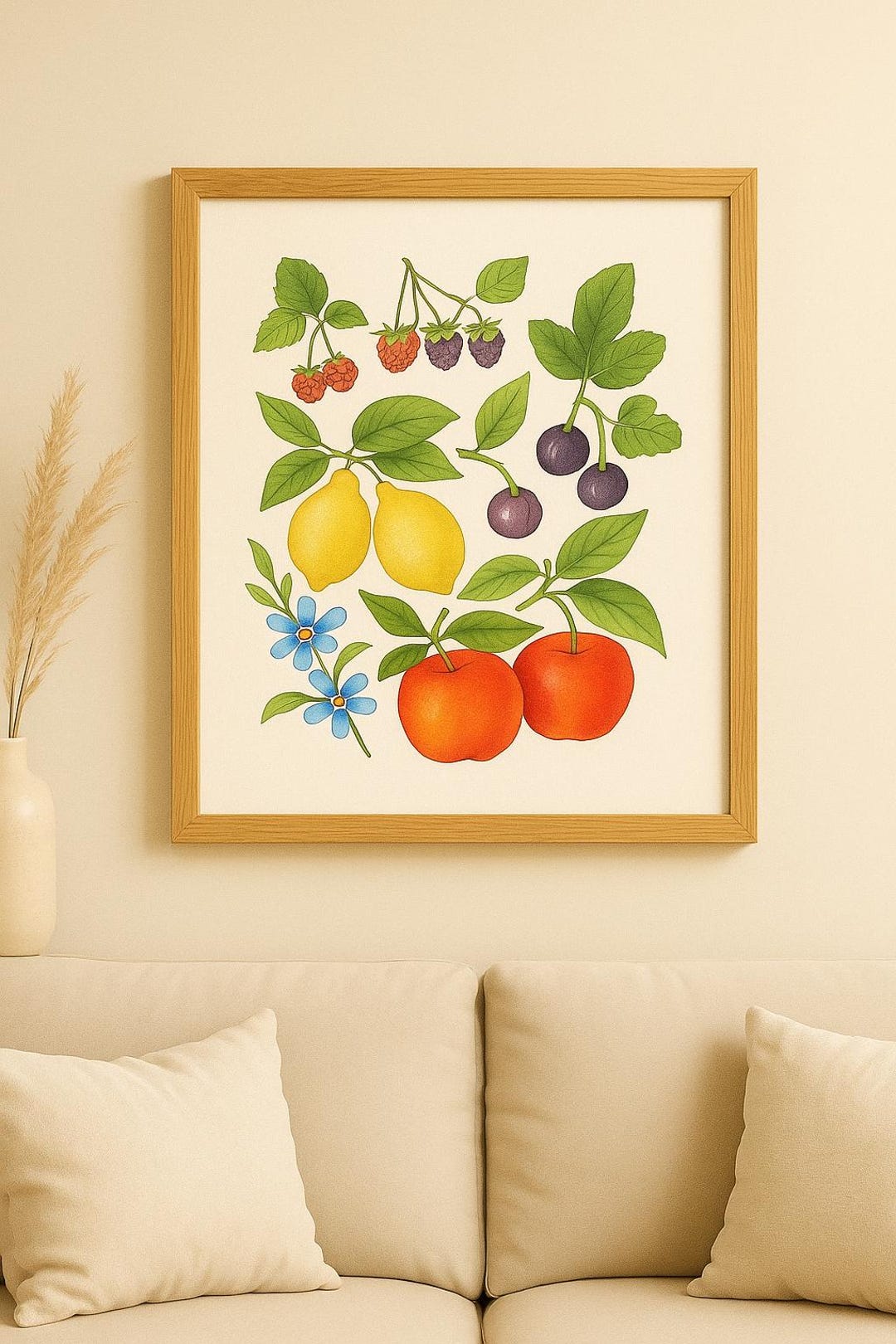 Boho Fruit Wall Art – Lemon, Strawberry, Blueberry Printable | Cozy ...