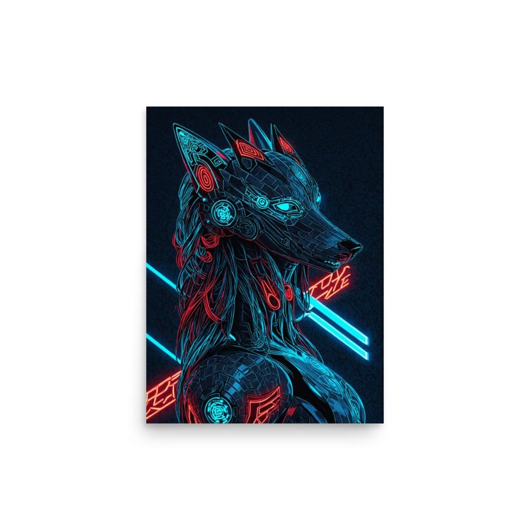 Cyber Kitsune – Neon Fox Mask Poster / Japanese Sci-fi Art - Etsy