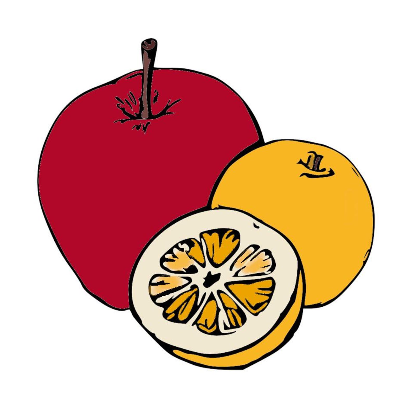 Fruit Apple and Orange Clip Art - Etsy