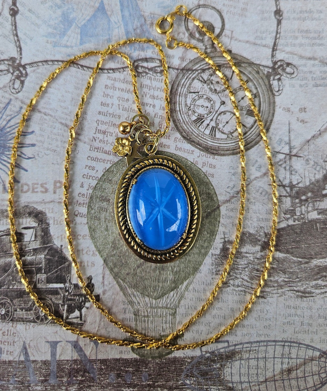 The North Star Blue Shimmer Crystal Pendant Necklace Jewelry - Etsy