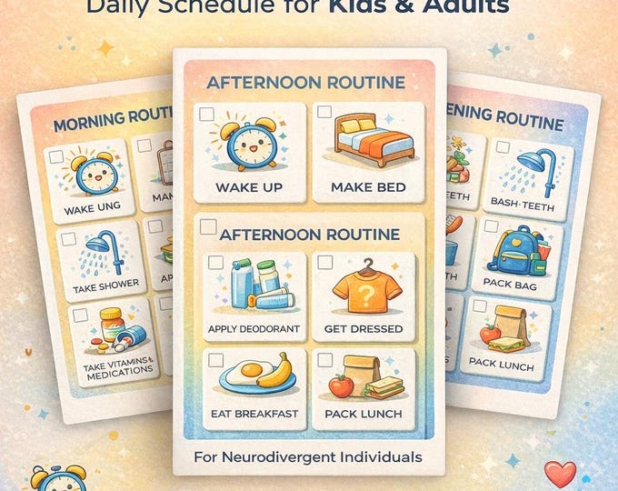 Visual Schedule ADHD Routine Chart Kids Adults | Daily Planner Autism ...