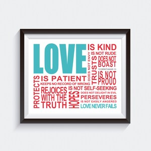 Love Is. 1 Corinthians 13 Wall Art. Christian Wall Print. Love Art ...