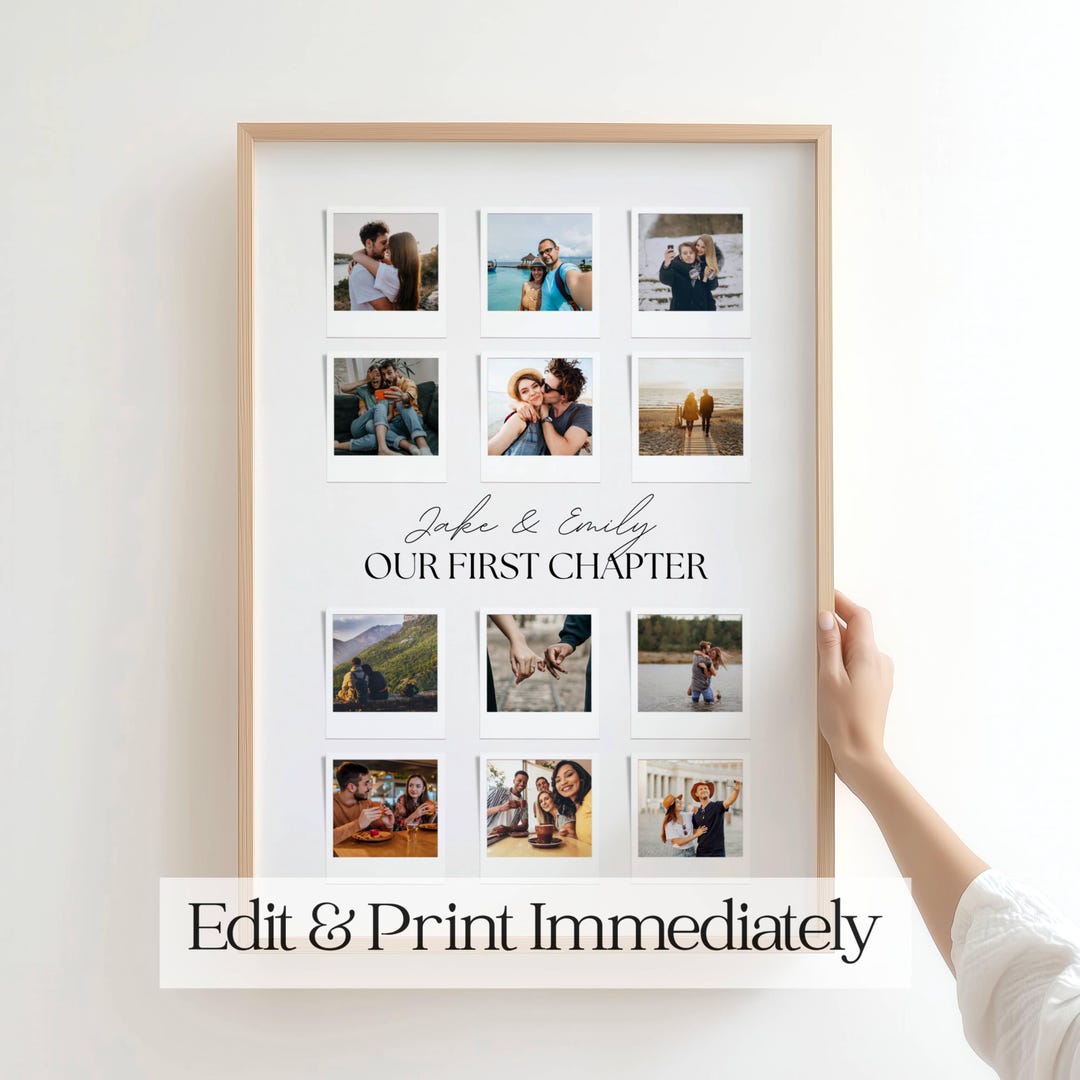 Personalized Polaroid Photo Collage Timeline, Our First Chapter Print ...