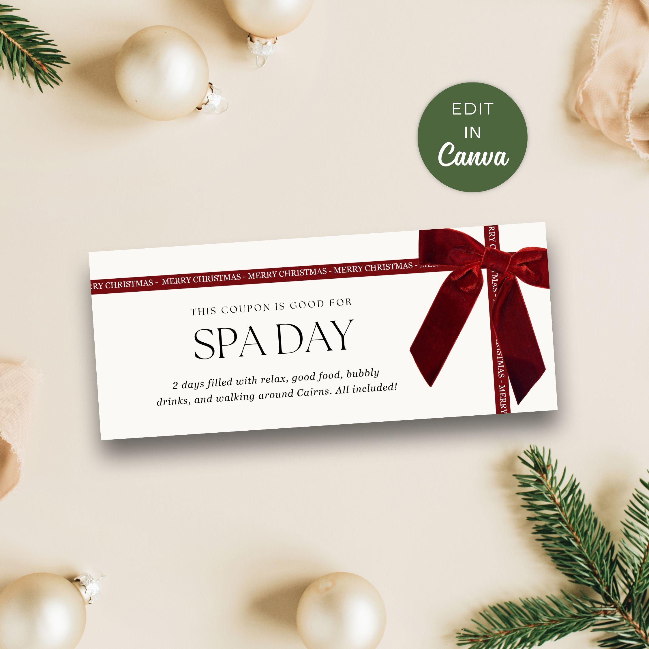 Christmas Gift Voucher - Editable Canva Template, Elegant Gift Card ...