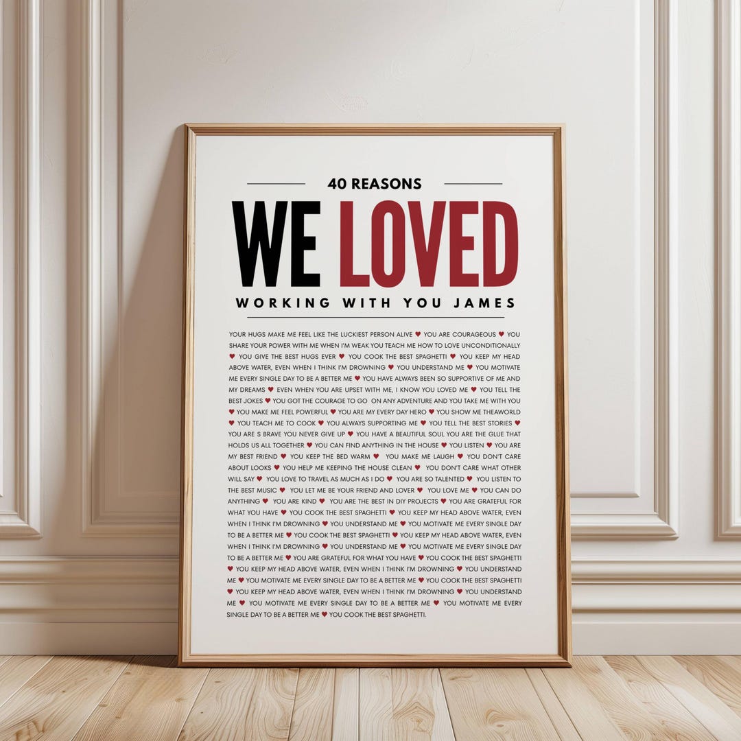 Gift Fro Coworker - Printable Poster With Reasons Why We Loved Working ...
