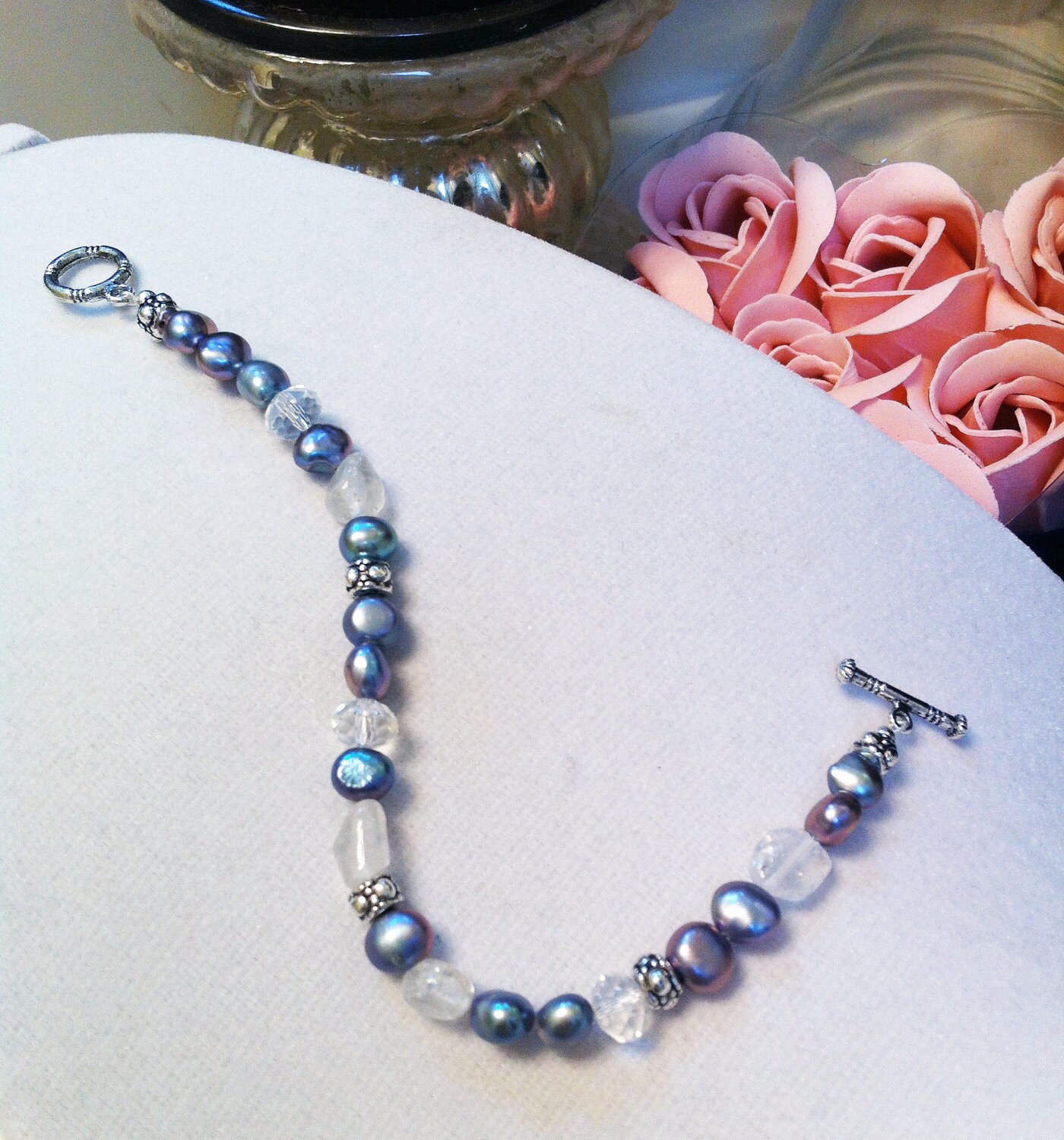 Pretty Gray Colored Freshwater Pearls Bracelet - Etsy