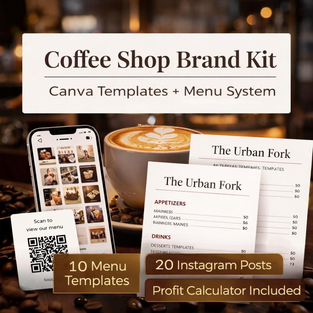 Coffee Shop / Cafe / Brand Kit / Canva Template / Menu Template ...