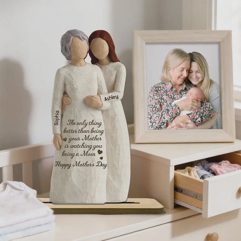 Custom Mother Daughter Wooden Standee With Names, Personalized Mom Gift ...