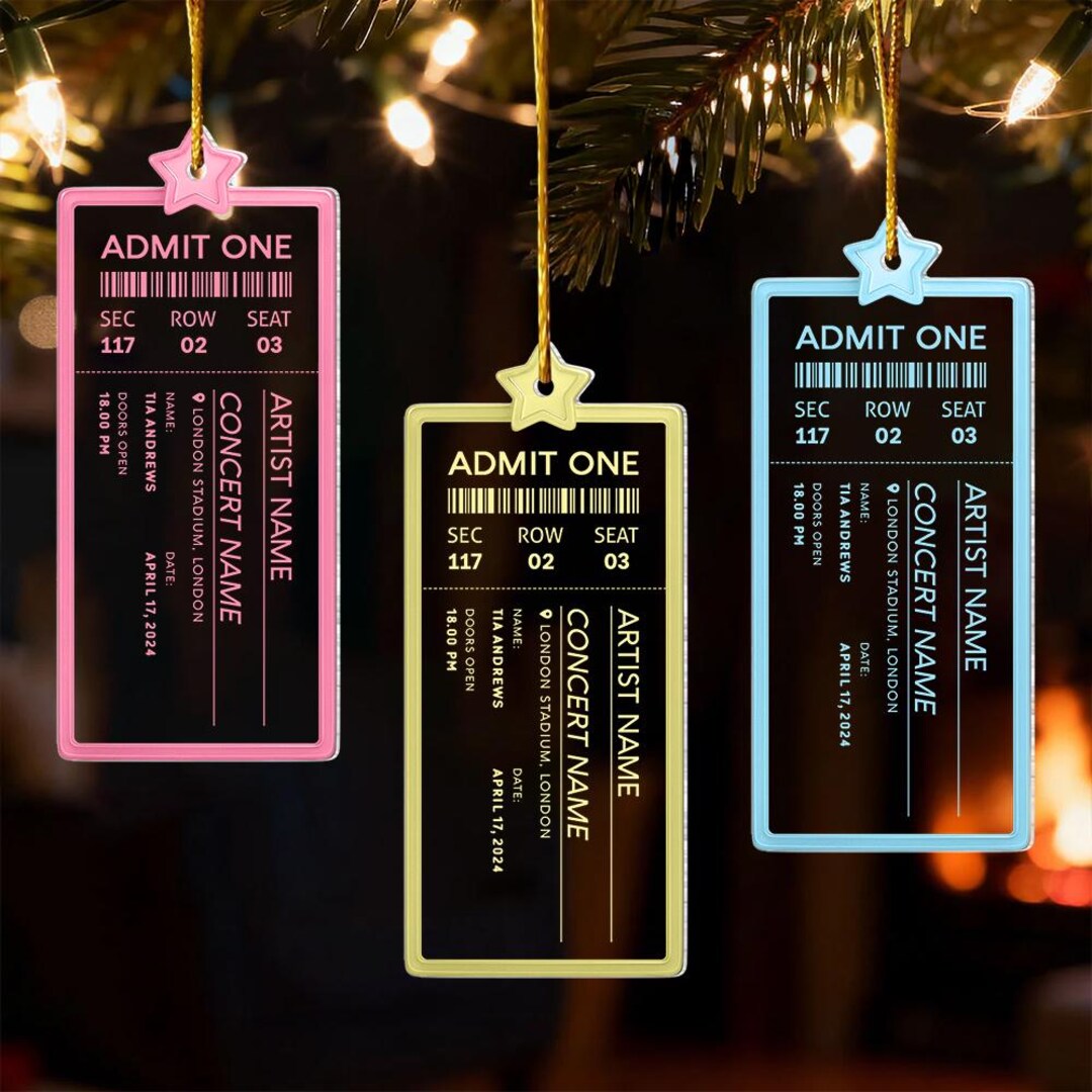 Personalized Favorite Concert Ticket Acrylic Ornament: Music Lovers ...