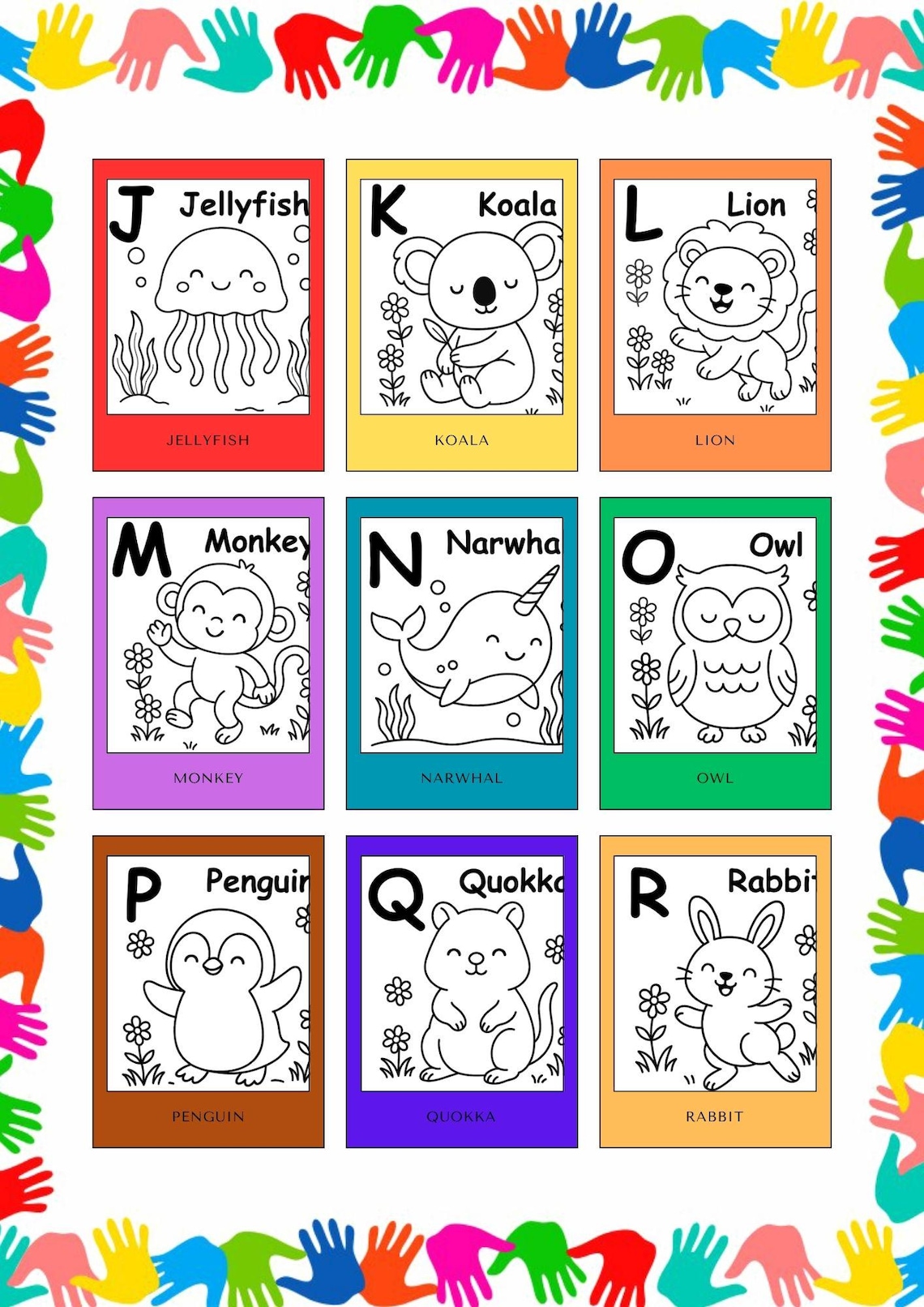 A–Z Animal Alphabet Coloring Book for Kids | Printable PDF ...