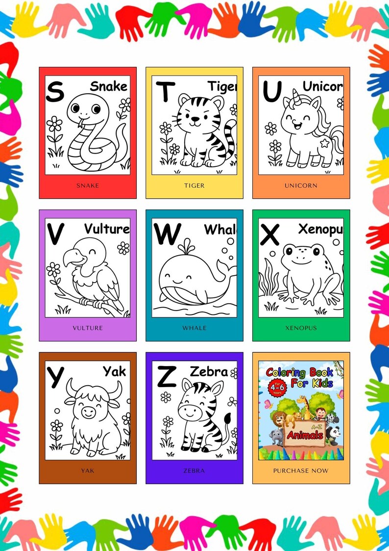 A–Z Animal Alphabet Coloring Book for Kids | Printable PDF ...