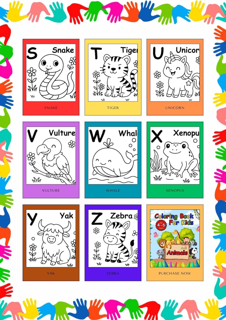 A–Z Animal Alphabet Coloring Book for Kids | Printable PDF ...