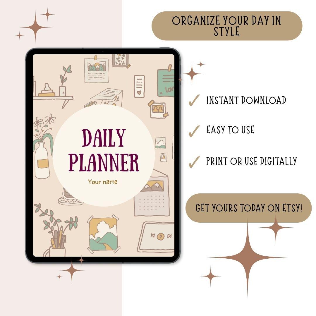 Cute Daily Planner | Printable PDF | Yearly, Monthly, Weekly, Daily ...