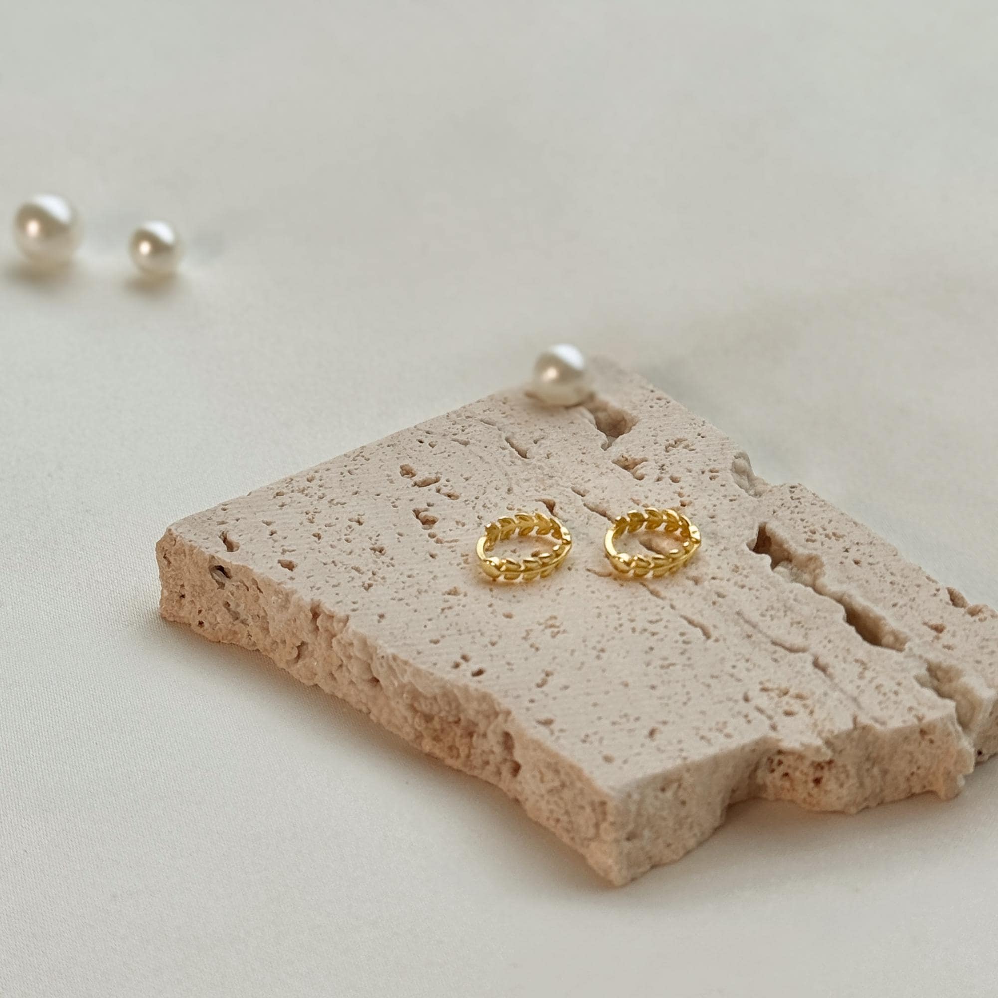 Small Leaf Huggie Hoop Earrings in Sterling Silver, Gold & Silver ...