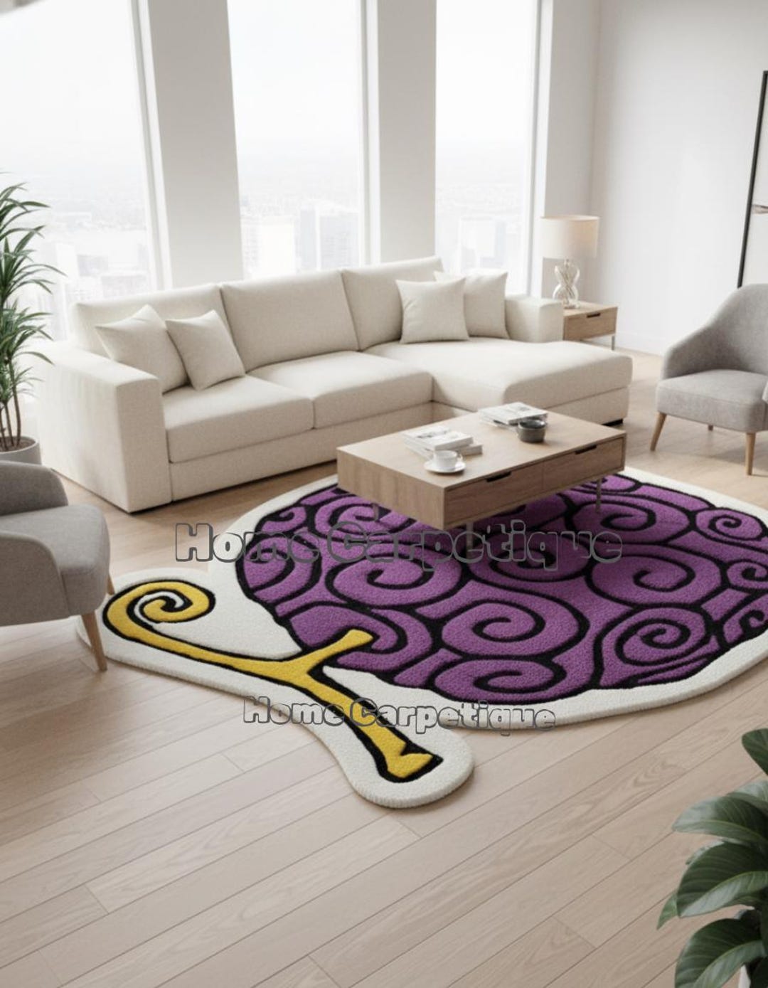 Tufted Devil Fruit Rug: One Piece Anime, Purple Accent Decor - Etsy
