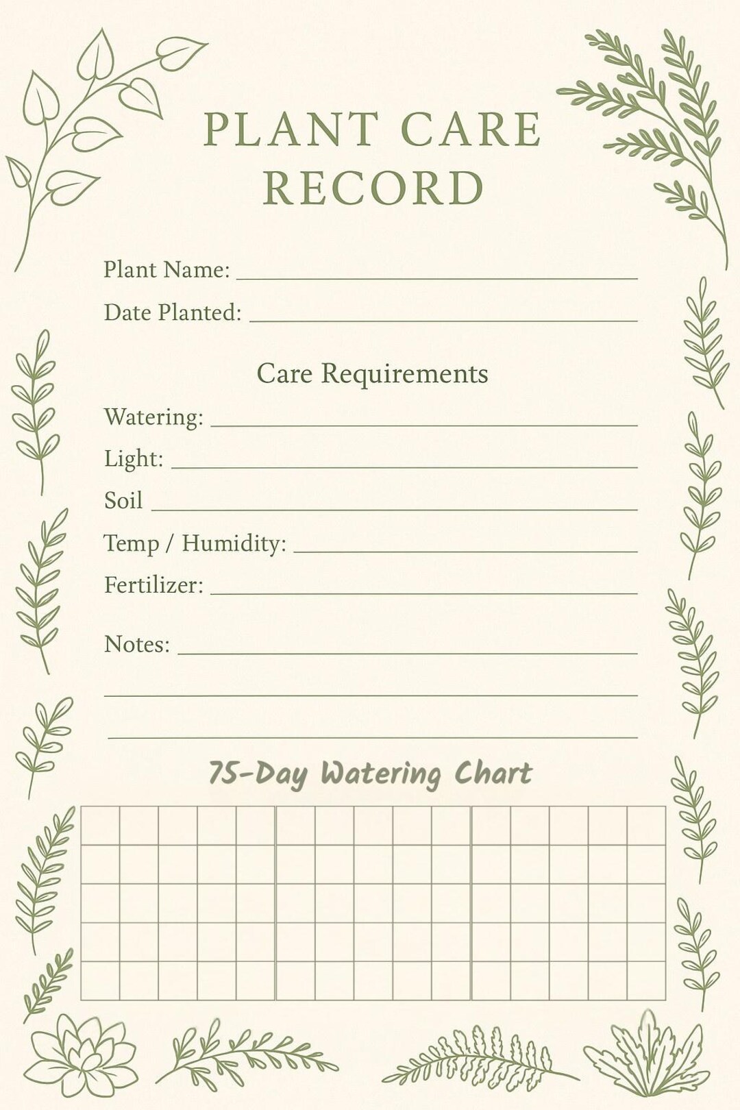 Plant Care Template, Plants, Organization, Pl(art), Plant Jewelry ...