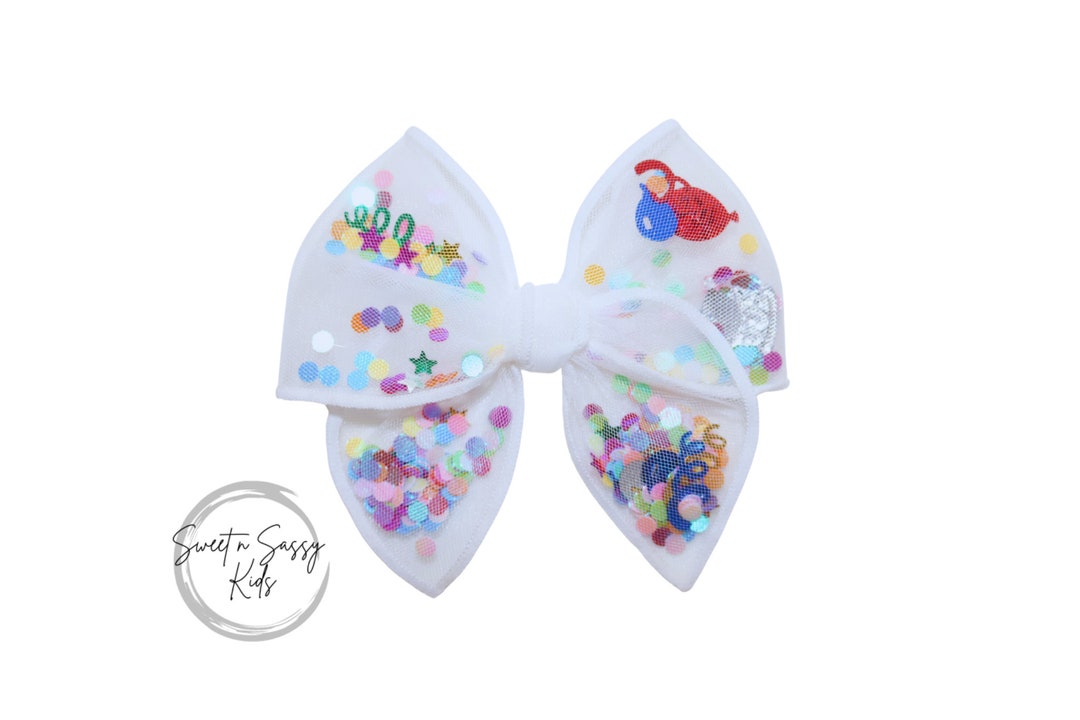 Birthday Confetti Shaker, Small Fable Hair Bow, Girls Hair Bow, Serged ...