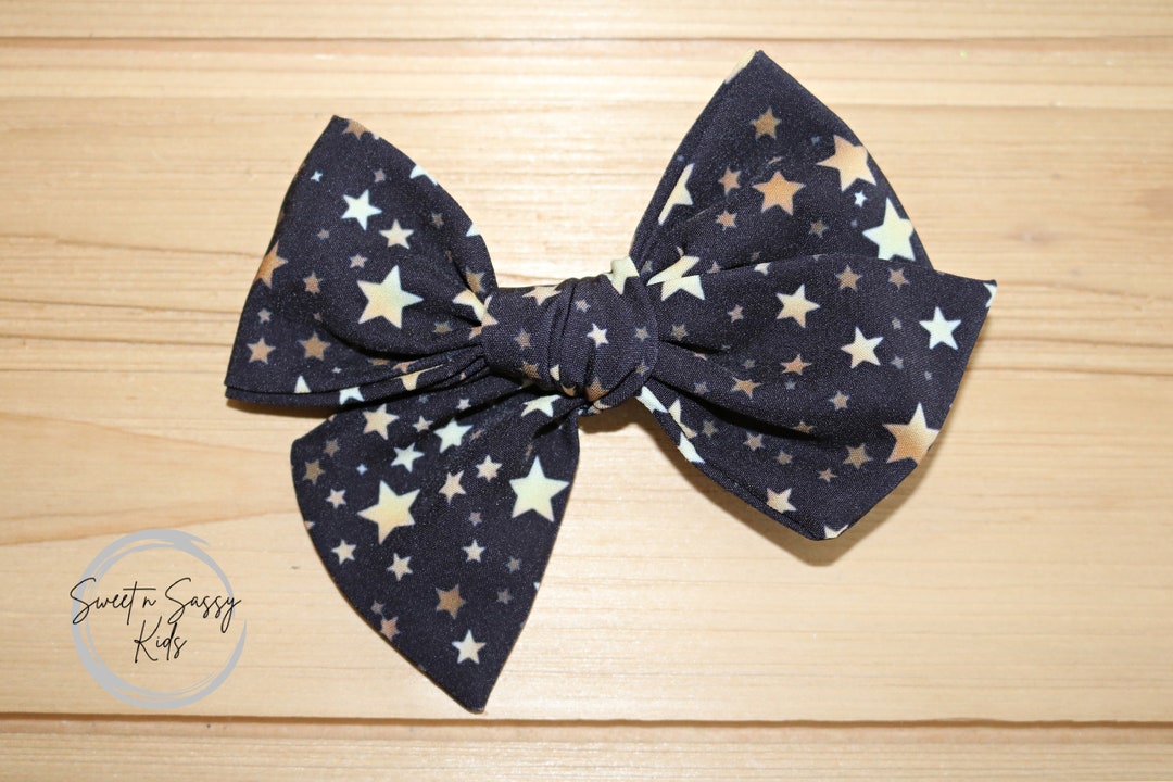 Gold Star Bow Nylon Headband Fabric Bow 4.5 Bow Girl - Etsy
