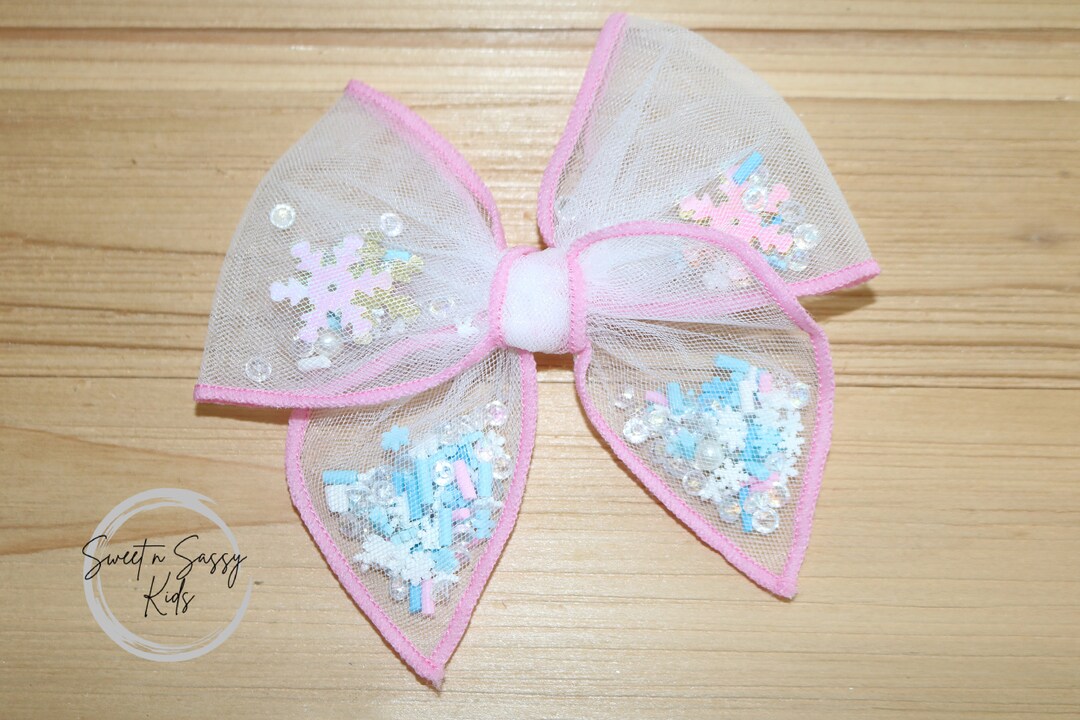 Snowflake Shaker Fable Hair Bow Girls Bow Christmas Hair Bow Tulle Mesh ...