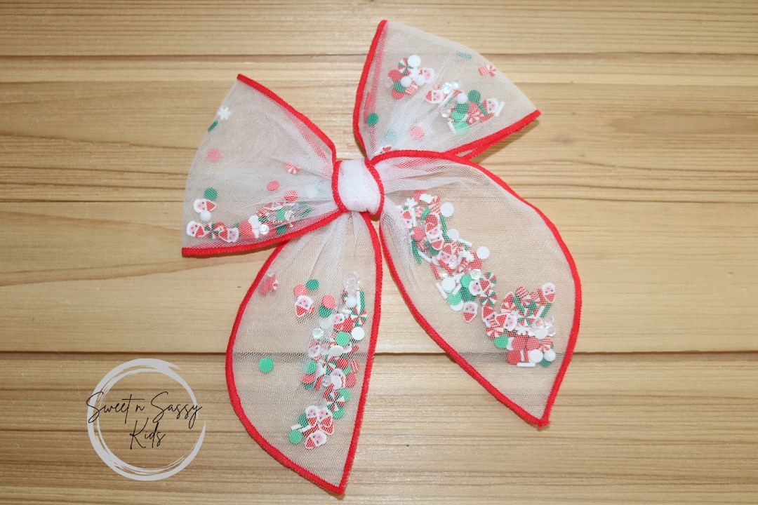 Santa Shaker Hair Bow, Girls Fable Hair Bow, Christmas Shaker Bow ...