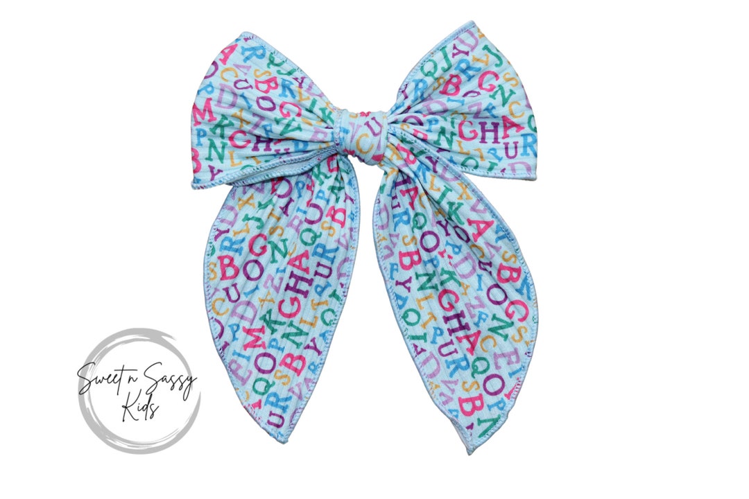 Alphabet Hair Bow, 5.5 Inch Wide, School Bow, Serged Bow, Fable Bow ...