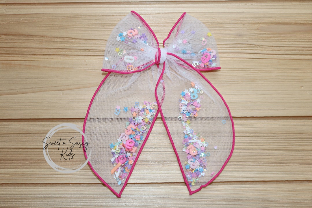Numbers Shaker Bow, Fable Hair Bow, Girls Bow, Serged Bow, School Bow ...