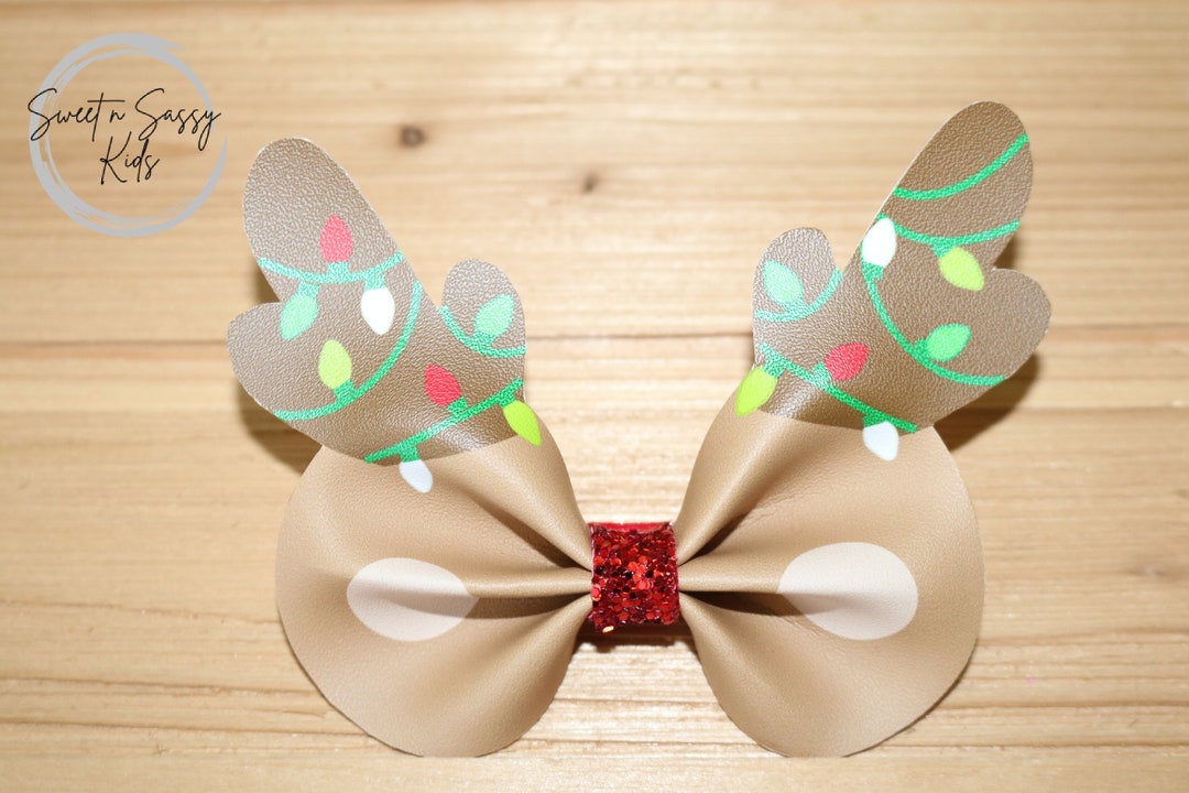 Reindeer Antlers Bow Reindeer Hair Clip Christmas Bow - Etsy