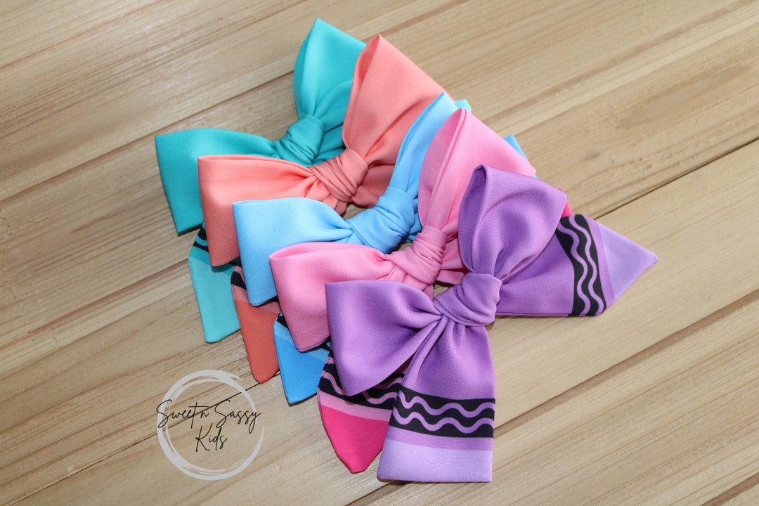 Crayon Bow, Crayon Hair Bow, 4.5 Inch Bow, Girls Bow, School Bow ...