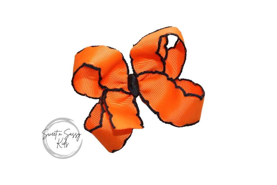 Orange Moonstitch Bow, 3 Inch Bow, Boutique Bow, Halloween Bow ...
