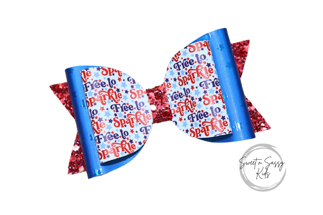 Free to Sparkle Hair Bow, 4 Inch Bow, Baby Headband, Faux Leather Bow ...