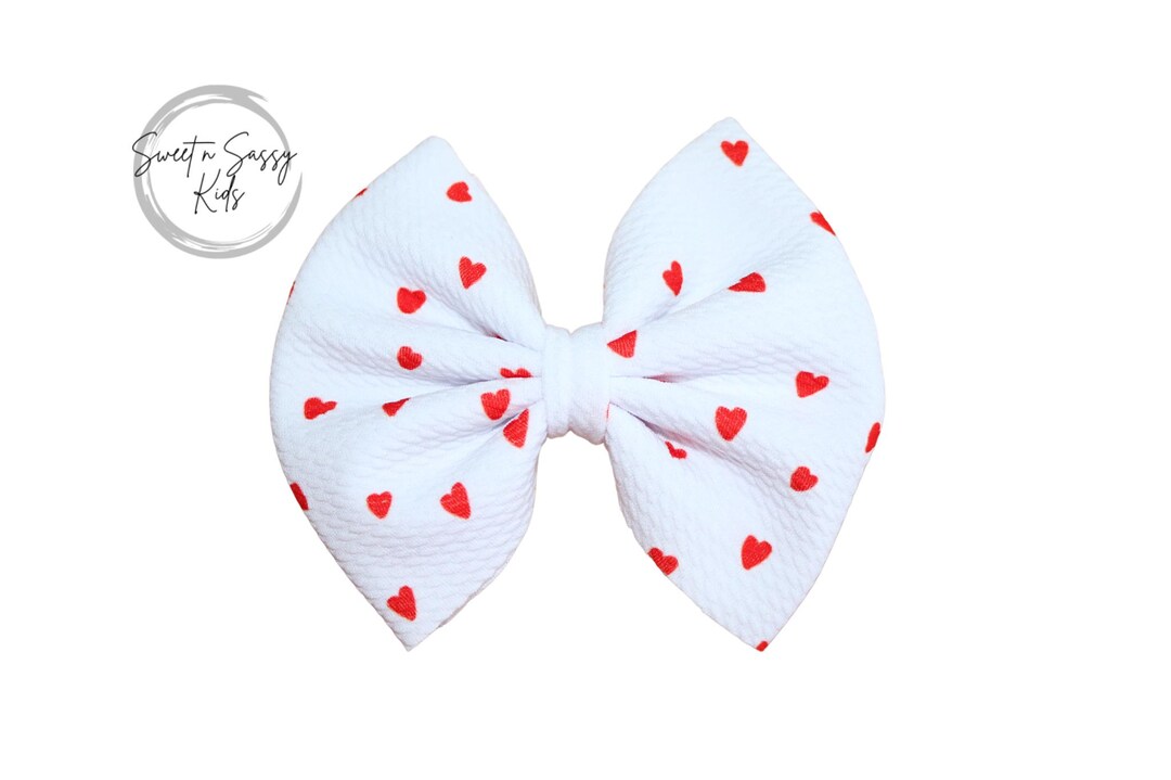 Red Heart Bow, 4 or 5 Inch Bow, Bullet Bow, Headband, Valentines Bow ...