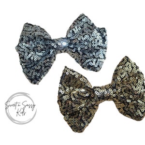 Sequin Bow, 4.5 Inch Bow, Girls Bow, Girls Hair Clip, Birthday Bow, Party Bow, Gold Sequin Bow ...