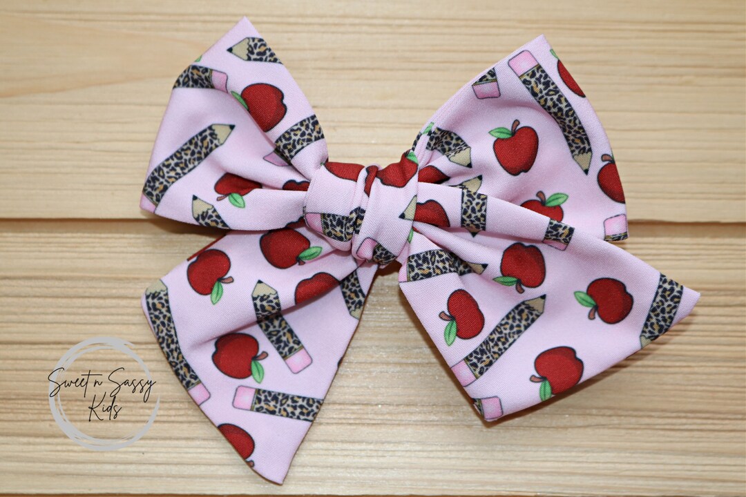 Leopard Pencils Bow Apple Bow Nylon Headband Fabric Hair - Etsy