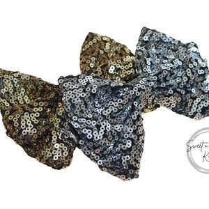 Sequin Bow, 4.5 Inch Bow, Girls Bow, Girls Hair Clip, Birthday Bow, Party Bow, Gold Sequin Bow ...