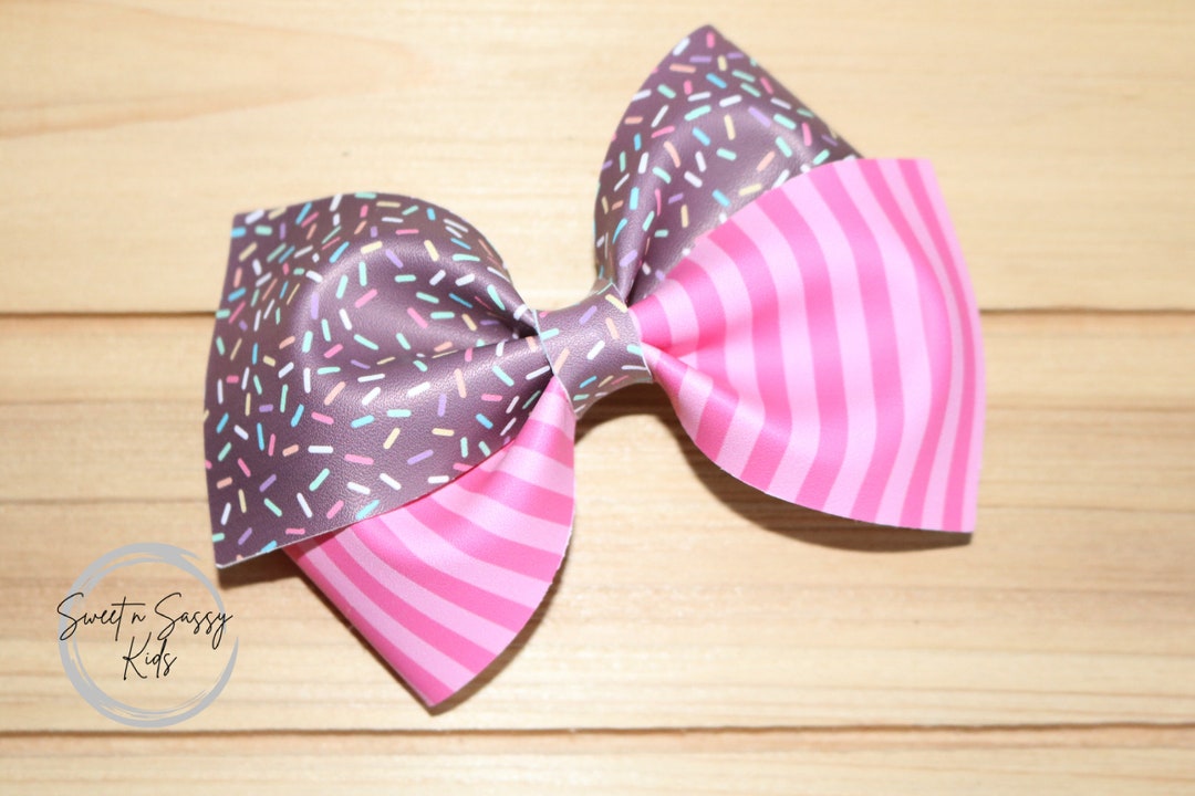 Cupcake Sprinkles Bow, 5 Inch Wide, Faux Leather Bow, Sprinkles Bow ...