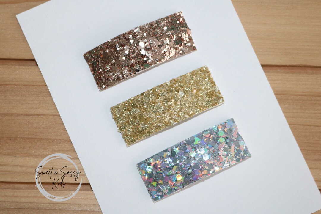 Choose ONE, Gold Snap Clips, Set of 3 Clips, Baby Hair Clip, Glitter ...
