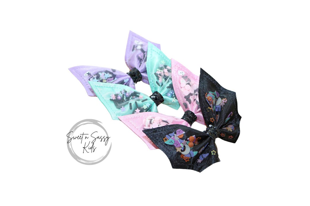 Bat Shaker Bow, Halloween Shaker Bow, Small Bat Bow, Bat Confetti Bow ...