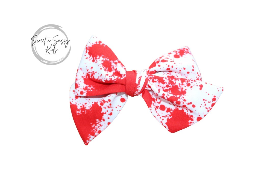 Blood Splatter Hair Bow, Halloween Bow Headband, Fabric Bow, 4.5 Inch ...