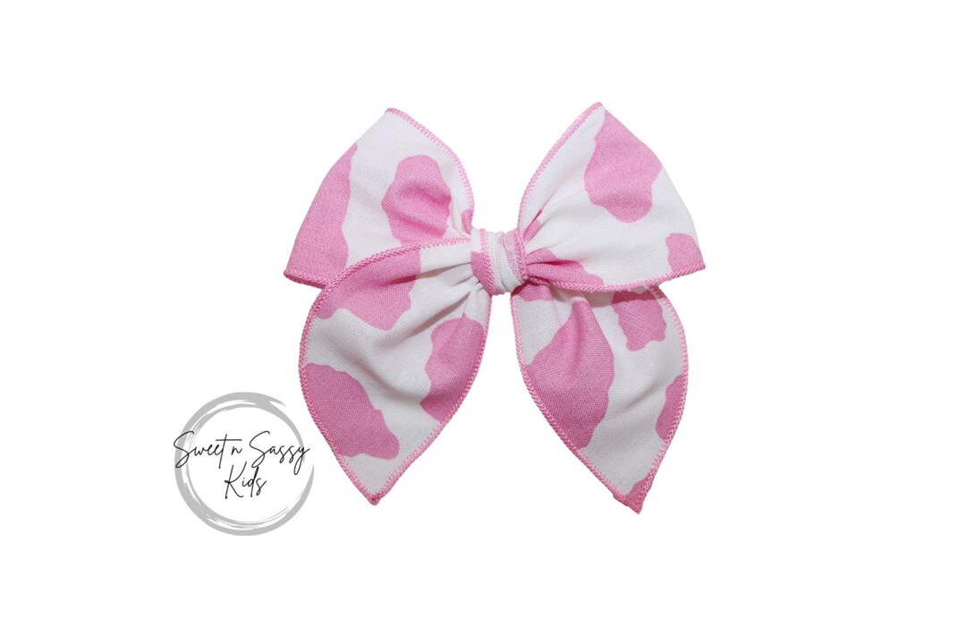 Pink Cow Print Hair Bow, 4 Inch, Girls Western Fabric Bow - Etsy