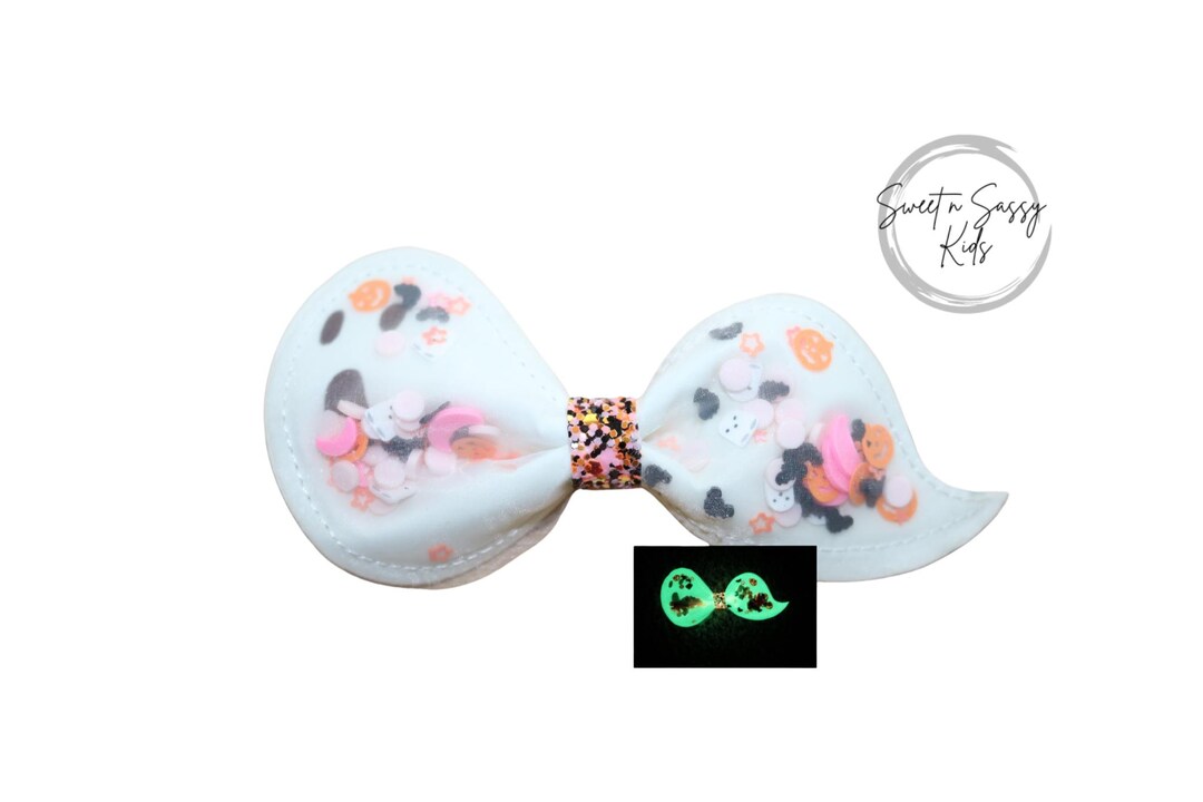 GLOW in the DARK Ghost Shaker Bow, Ghost Hair Bow, 5 Inch Bow, Girls ...