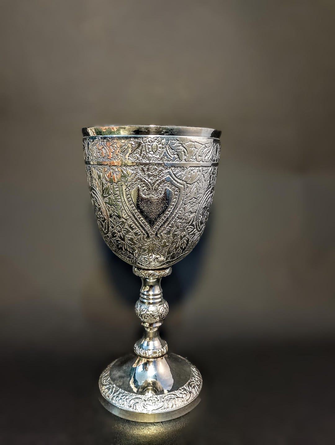 Personalized Brass Goblet Chalice, Communion Silver Cup - Wine Goblet ...