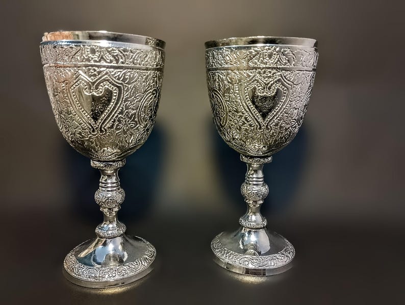 Personalized Brass Goblet Chalice, Communion Silver Cup - Wine Goblet ...